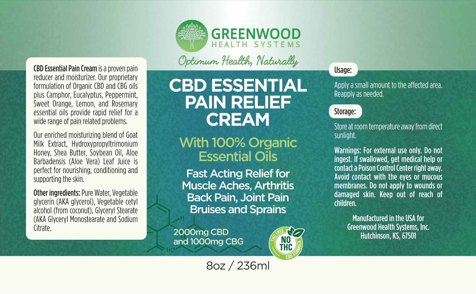 CBD Pain Relief Cream – greenwoodhealth.store